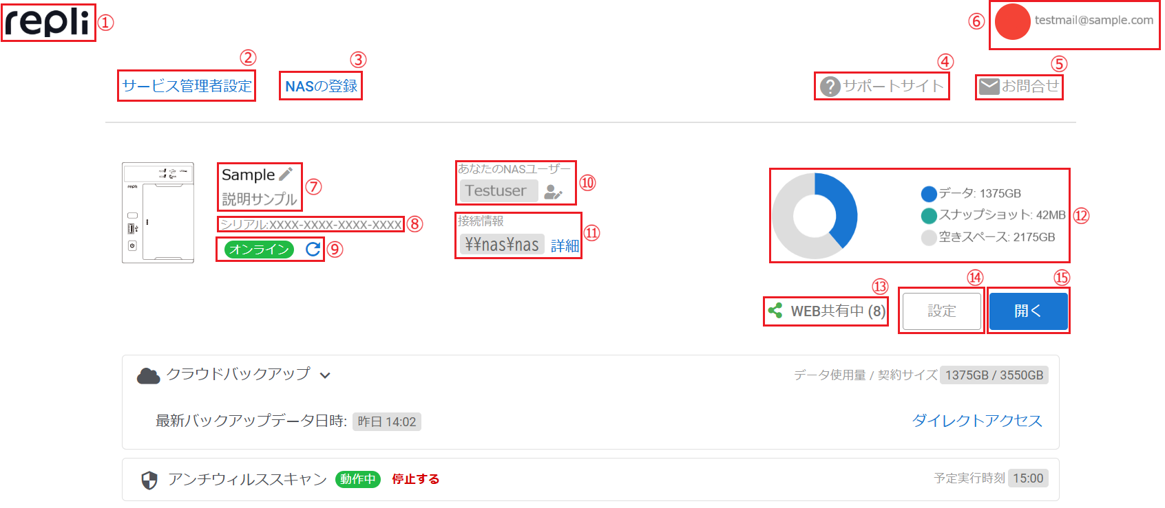 Repli Web TOP 画面説明 – Repli サポートサイト